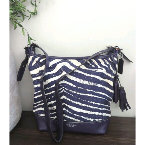 Coach | Bags | Coach Legacy Zebra Print Zip Duffle Bag 234 Marine ...